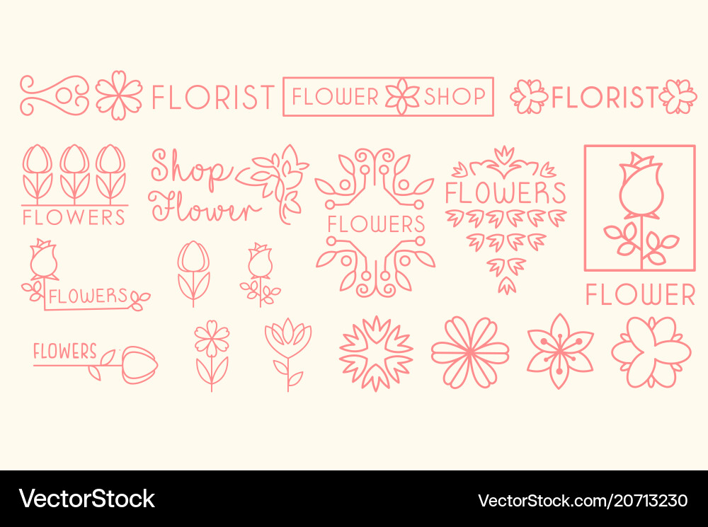 Set of pink natural elements leaves Royalty Free Vector