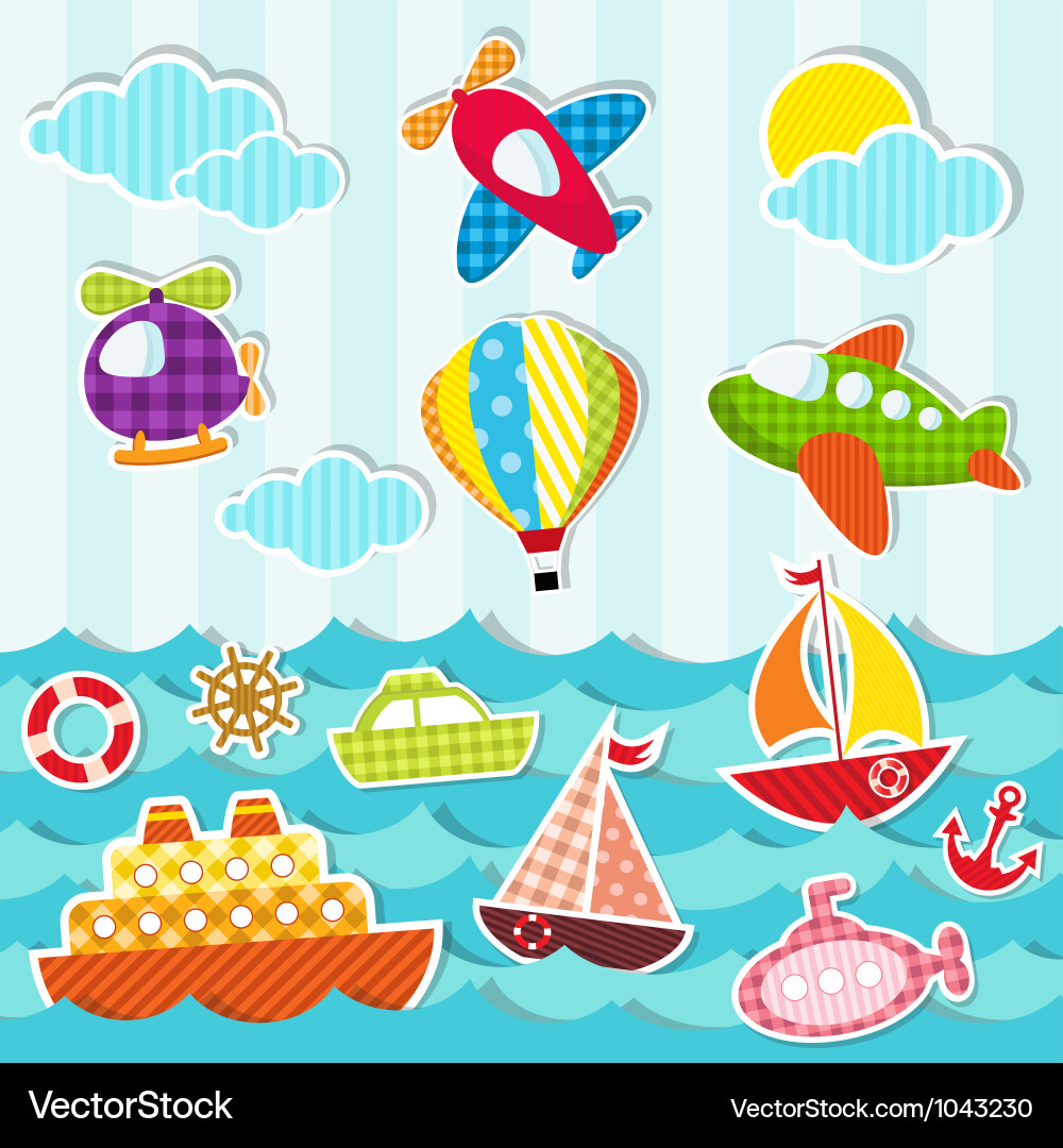 Set sea and air transport Royalty Free Vector Image
