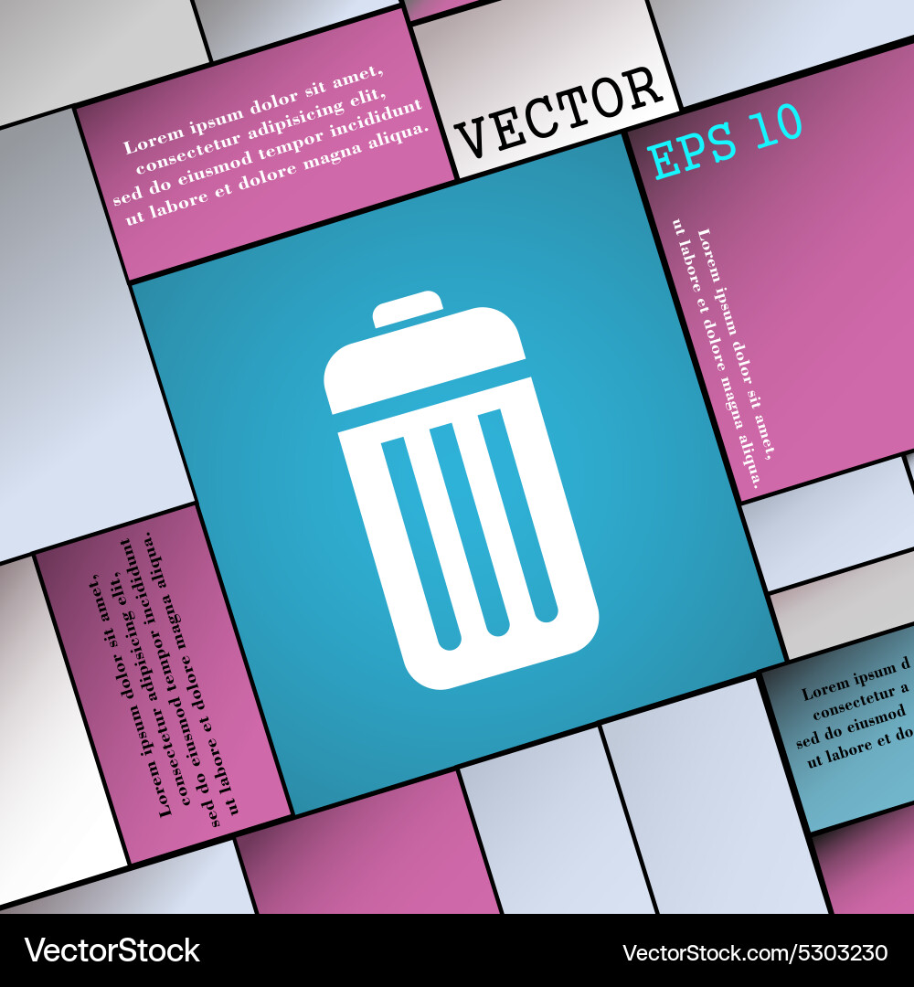 Trash icon sign modern flat style for your Vector Image