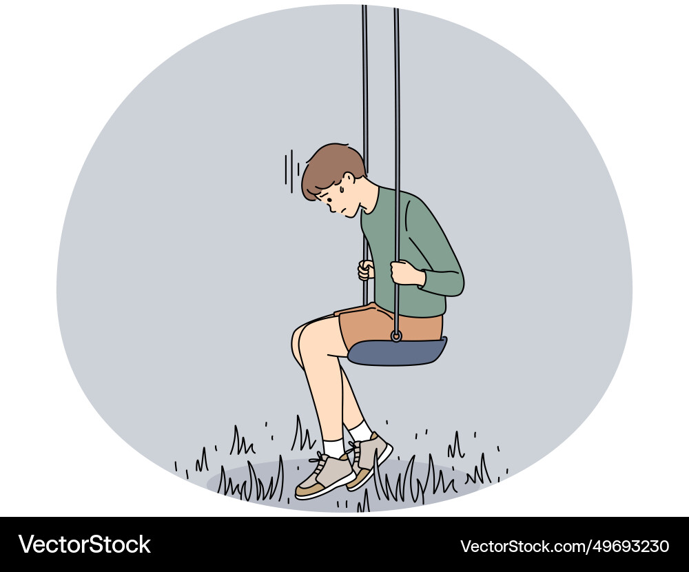 Unhappy boy suffer from loneliness Royalty Free Vector Image