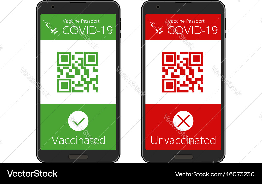 Vaccine passport smartphone app for proof Vector Image