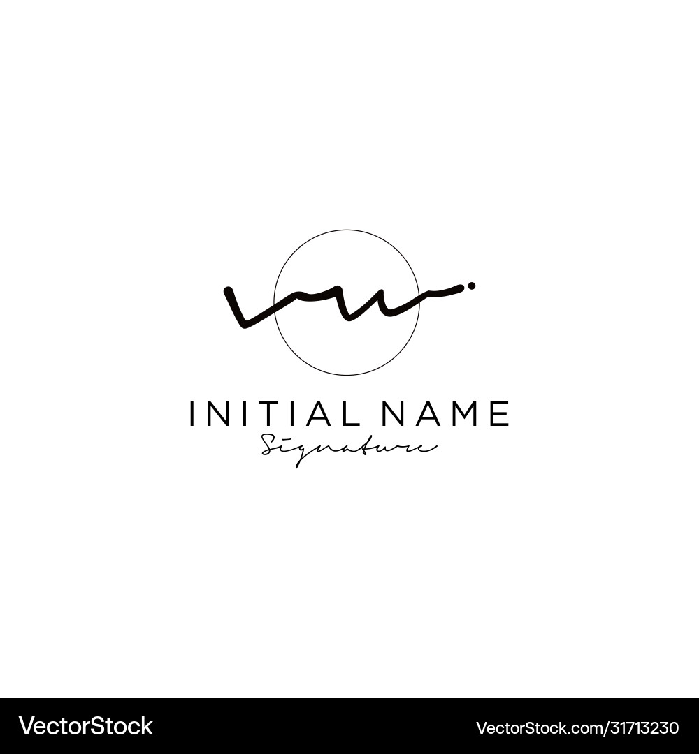 Vw initial handwriting logo design Royalty Free Vector Image