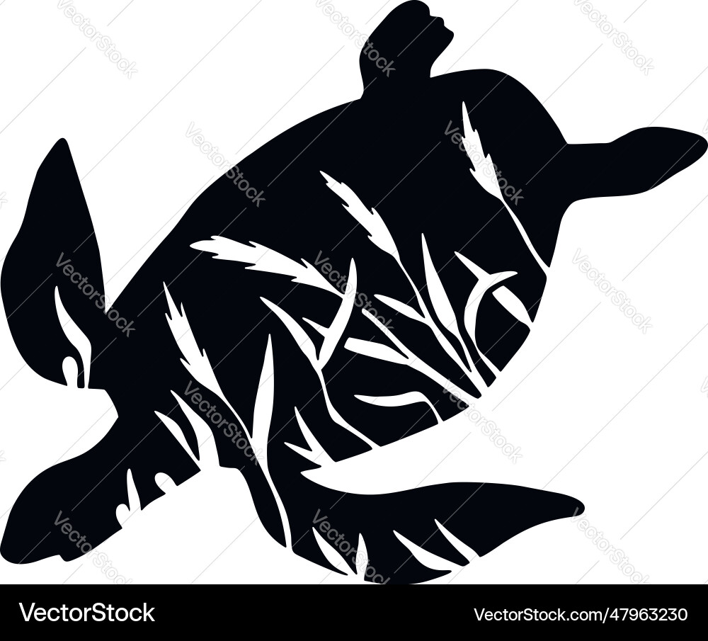 Water turtle - floral animals cut stencil Vector Image