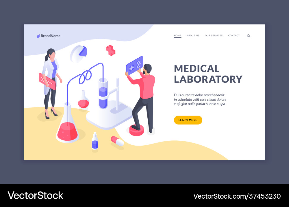 Website isometric banner for medical laboratory Vector Image