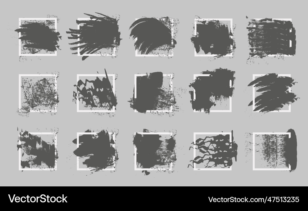 Apply ink to the square frame with a brush black Vector Image