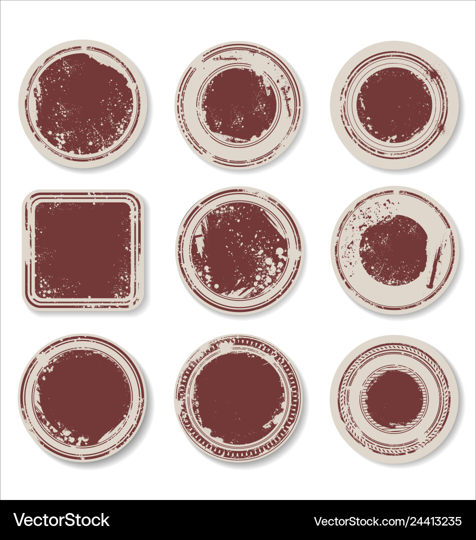 Grunge round paper stickers Royalty Free Vector Image