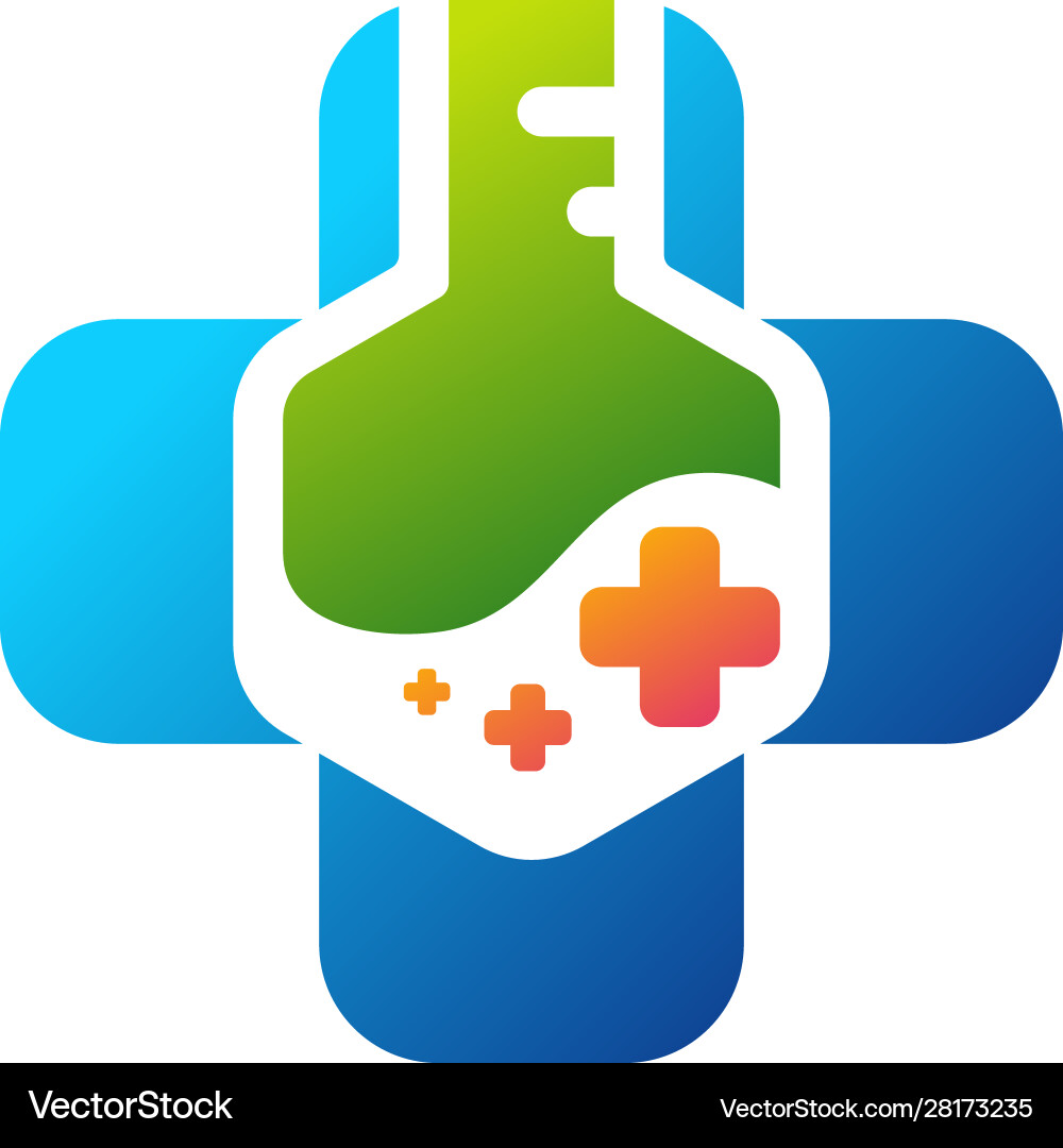 Health plus with lab logo design concept template Vector Image