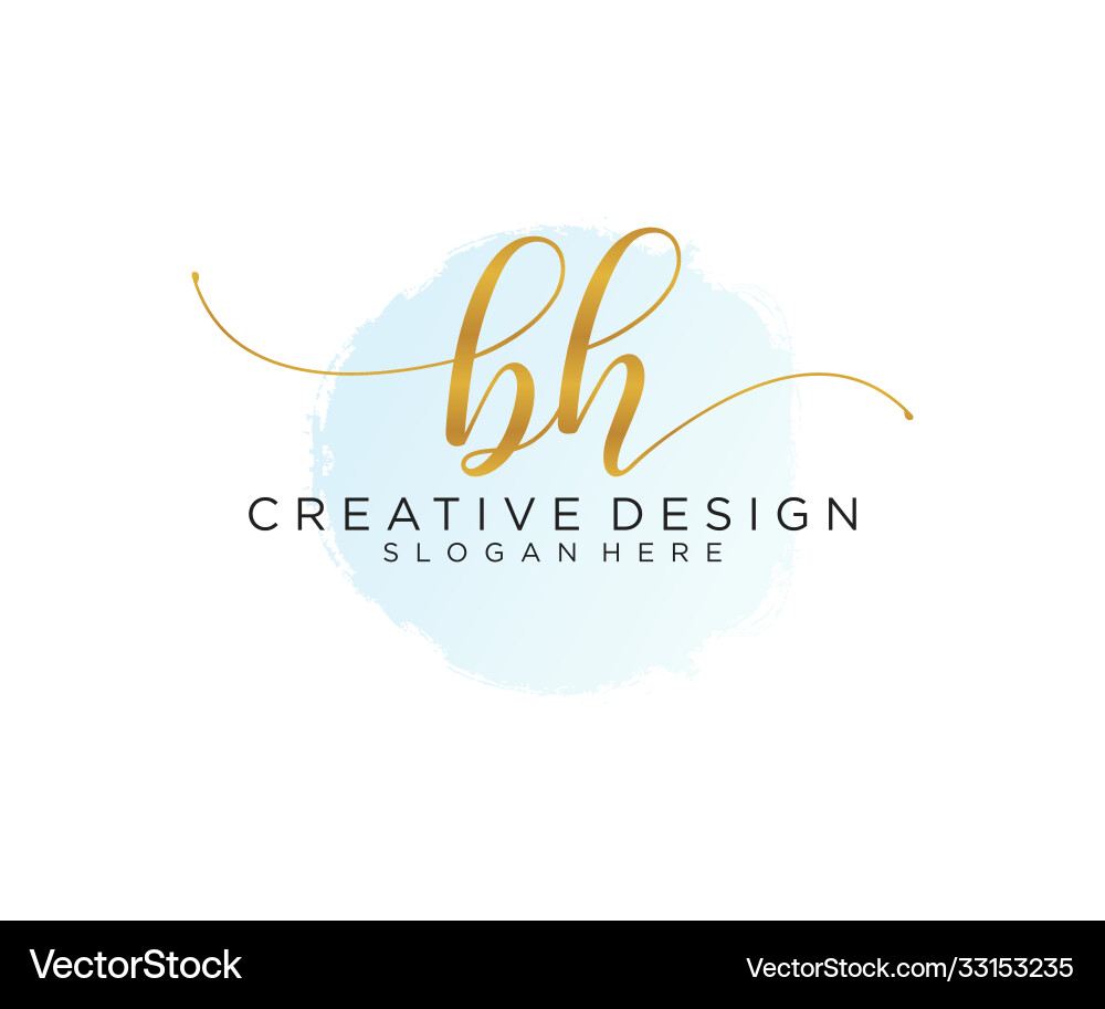 Initial bh handwriting logo with watercolor Vector Image