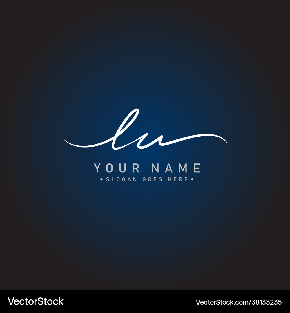 Initial letter lu logo - handwritten signature Vector Image