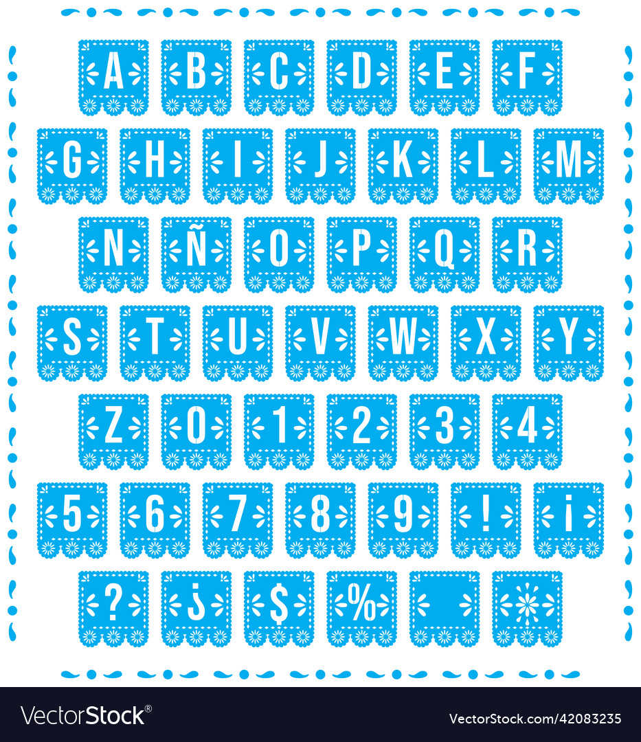 Papel Picado Alphabet Traditional Mexican Party Vector Image