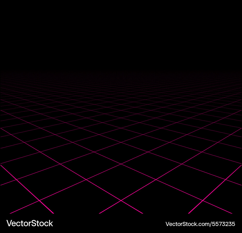 Perspective grid dark surface Royalty Free Vector Image