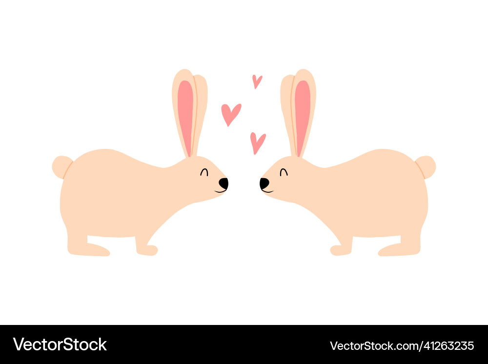 Postcard with two rabbits in love Royalty Free Vector Image