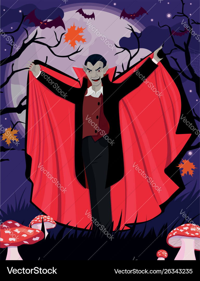 Posterwith a vampire to halloween template Vector Image