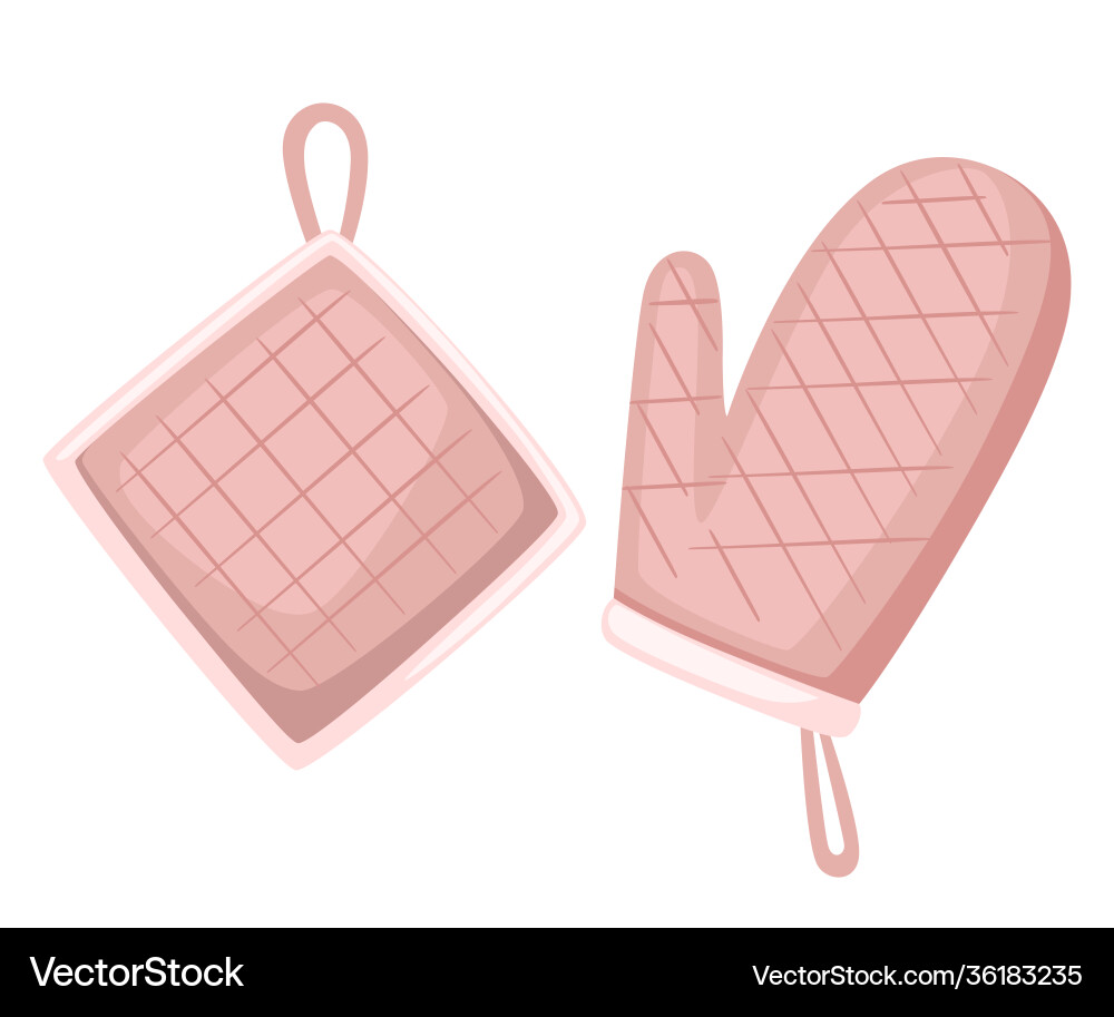 Potholder and oven mitt pink color protective Vector Image