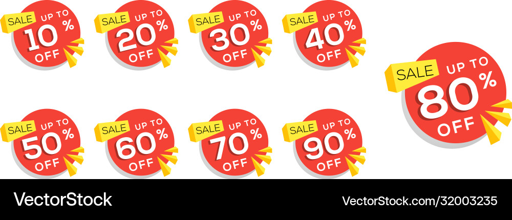 Sale tags badges template percent label Royalty Free Vector