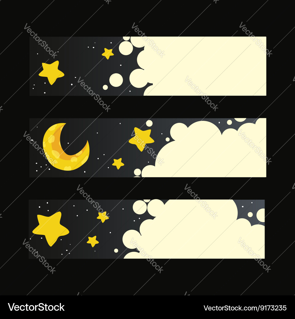 Set of banners with night Royalty Free Vector Image