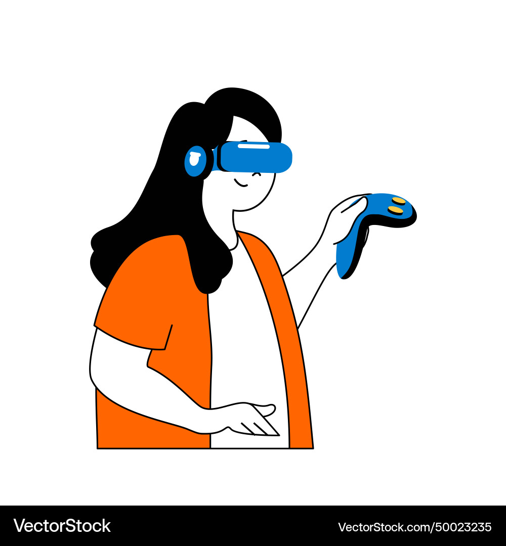 Virtual reality concept with cartoon people Vector Image