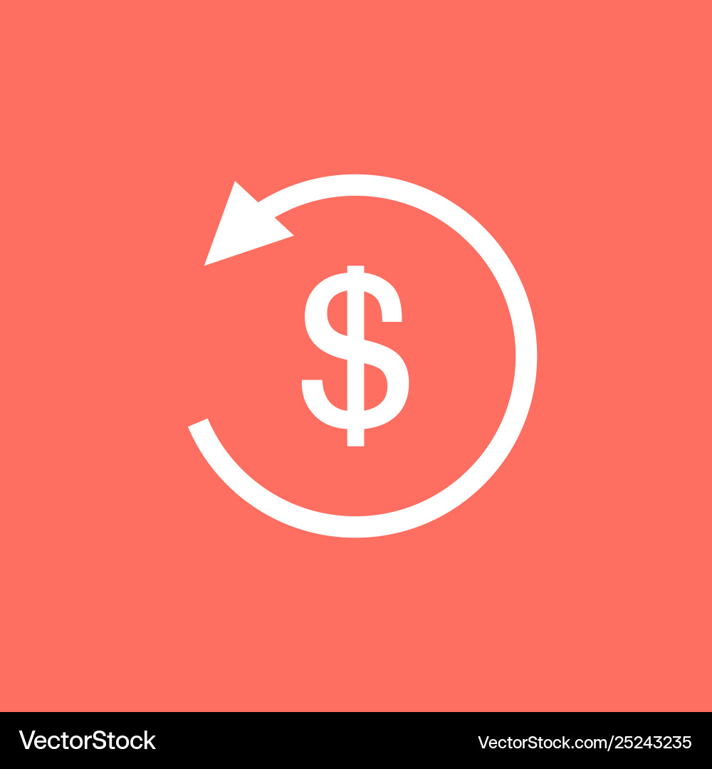 White refund money icon in flat design Royalty Free Vector
