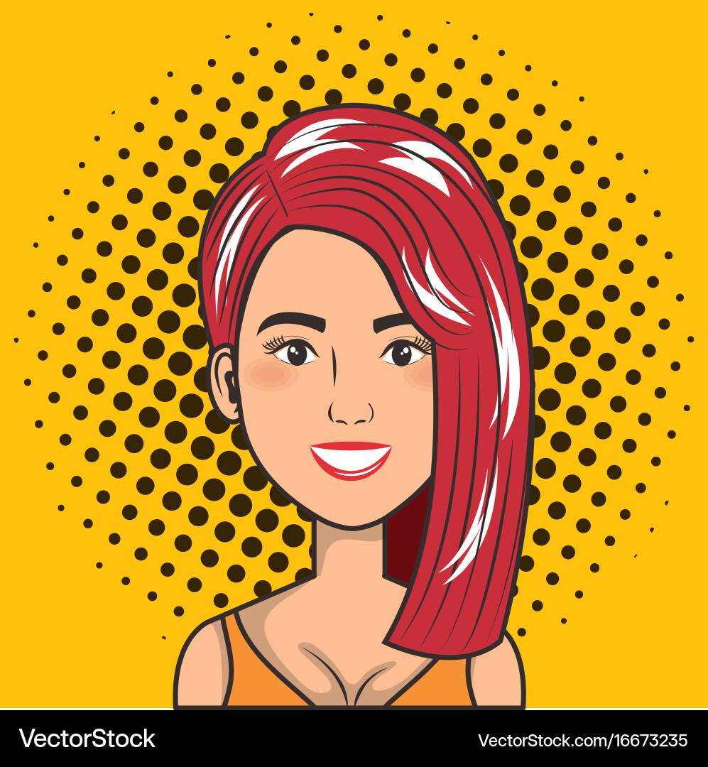 Woman smiling face comic pop art style Royalty Free Vector