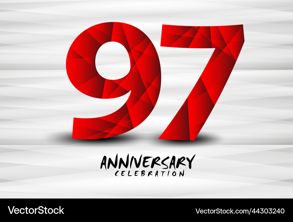 97 year anniversary celebration logo red polygon Vector Image
