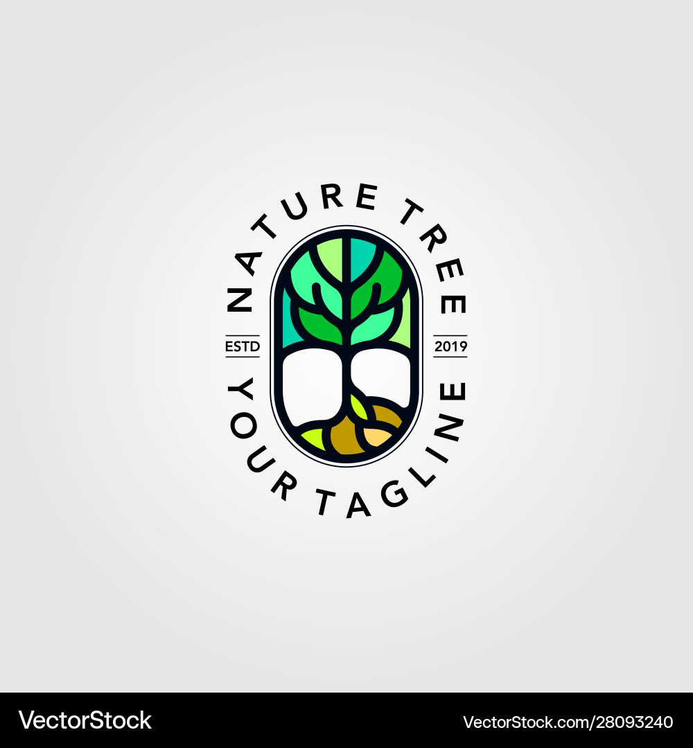 Abstract tree line art logo full color icon design