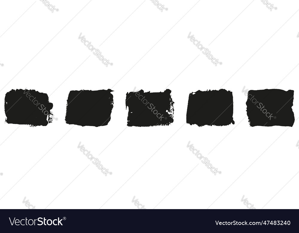 Brushstroke rectangular black ink collection Vector Image