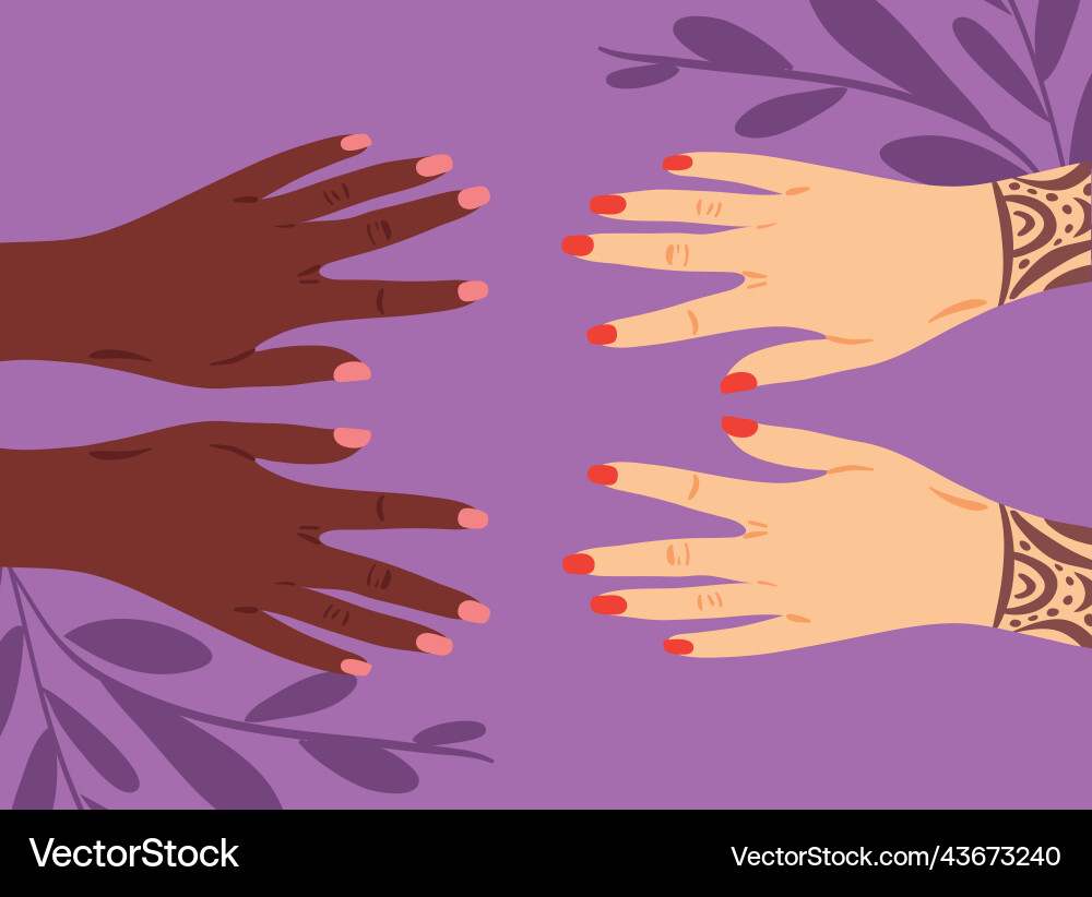 Diversity and inclusion hands women Royalty Free Vector