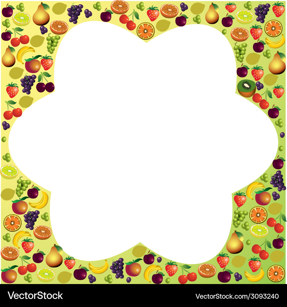 Fruits frame made with different fruits healthy Vector Image