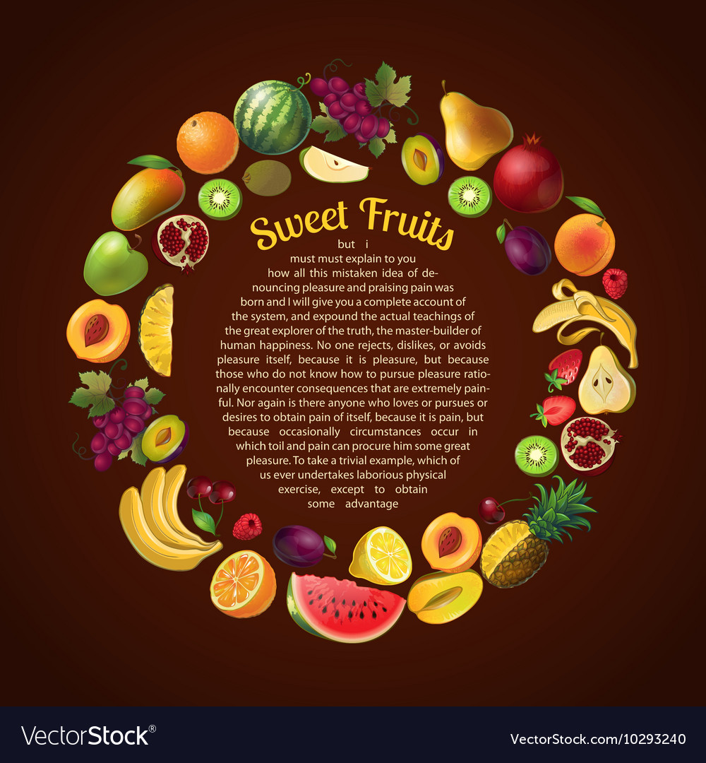 Fruits round composition Royalty Free Vector Image