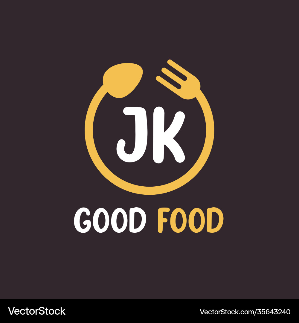 Jk letter logo design with restaurant concept Vector Image