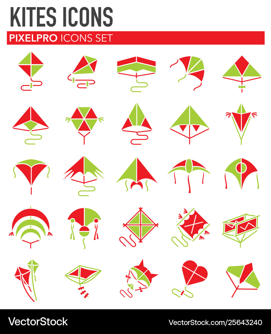 Kites icons set on white background for graphic Vector Image