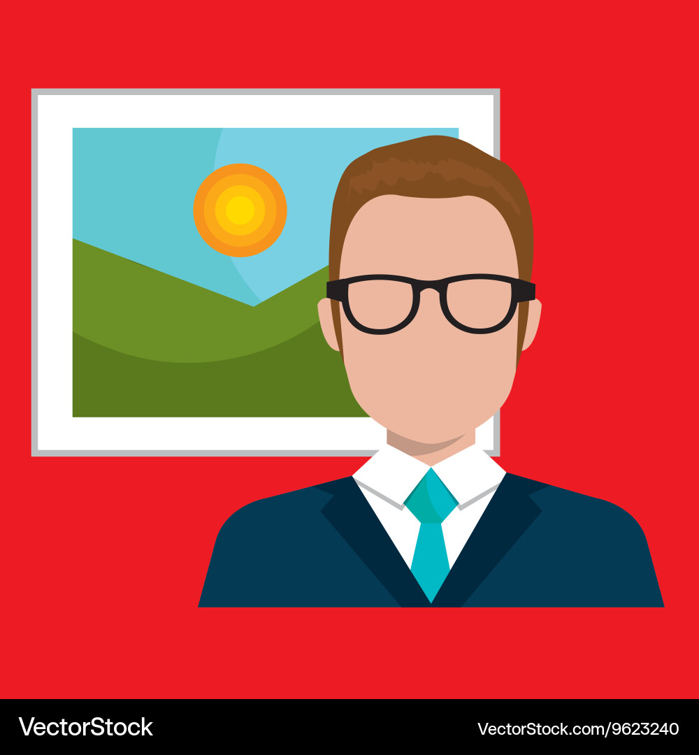 Man and picture isolated icon design Royalty Free Vector