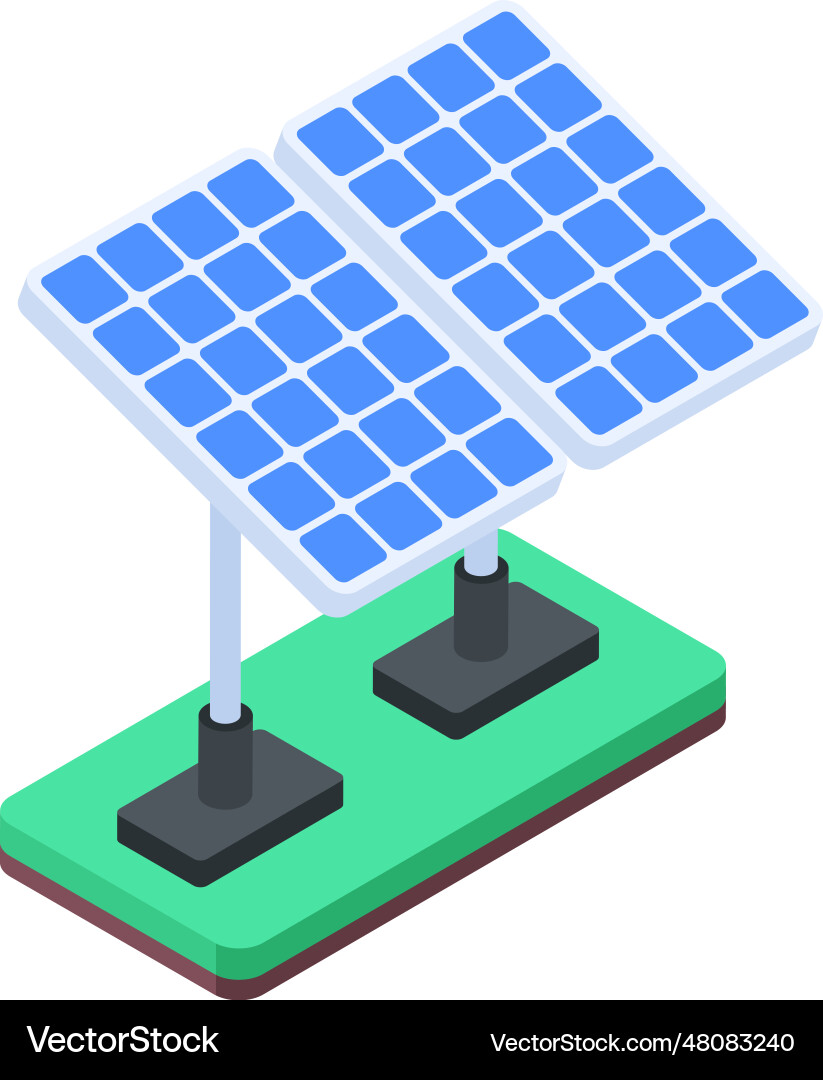 Modern isometric icon of solar panels Royalty Free Vector