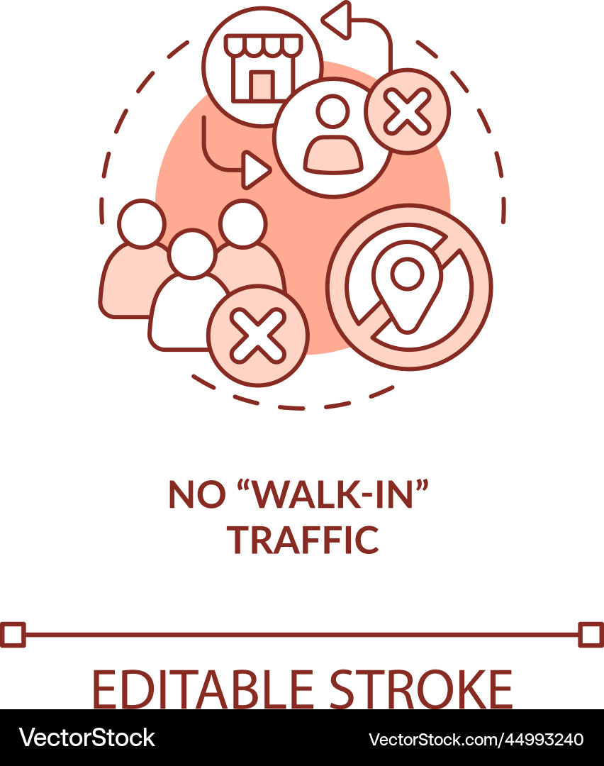 No walk-in traffic red concept icon Royalty Free Vector