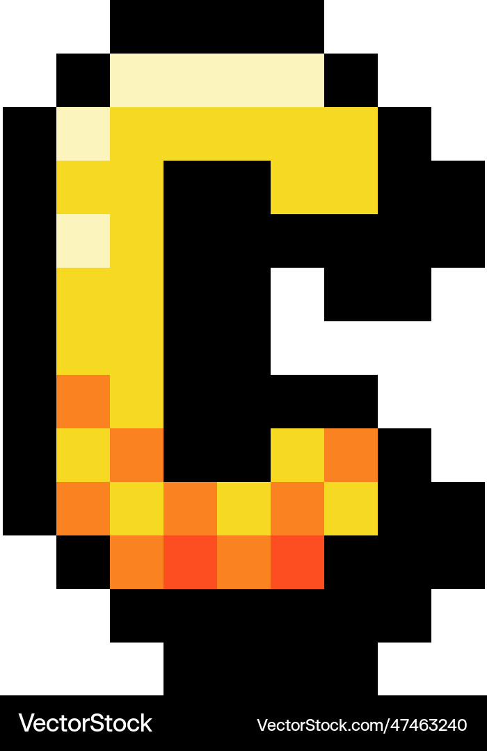 Pixel 8 bit uppercase letter c as font Royalty Free Vector