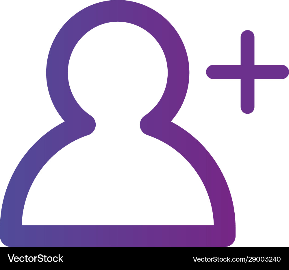 Purple linear outline add person icon user Vector Image