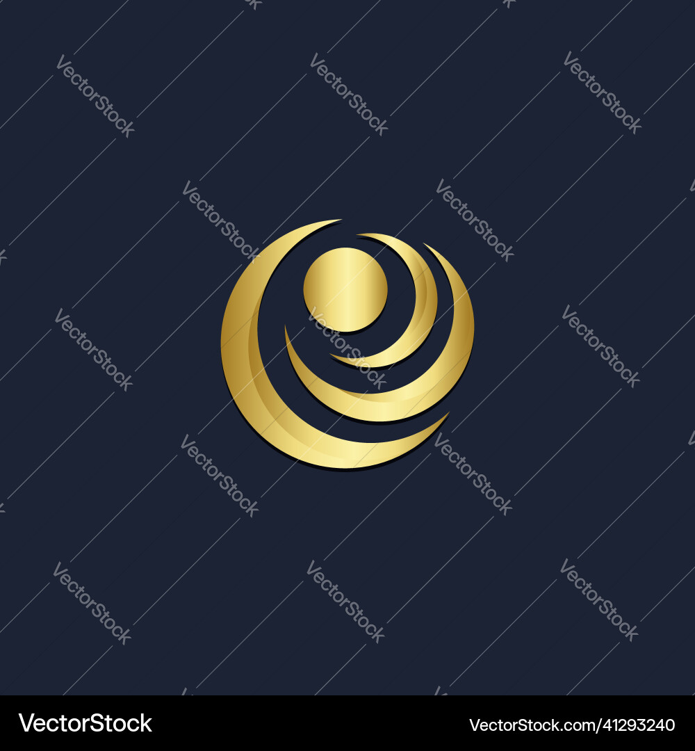 Round abstract curve gold logo Royalty Free Vector Image