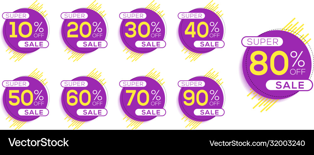 Sale tags badges template percent label Royalty Free Vector