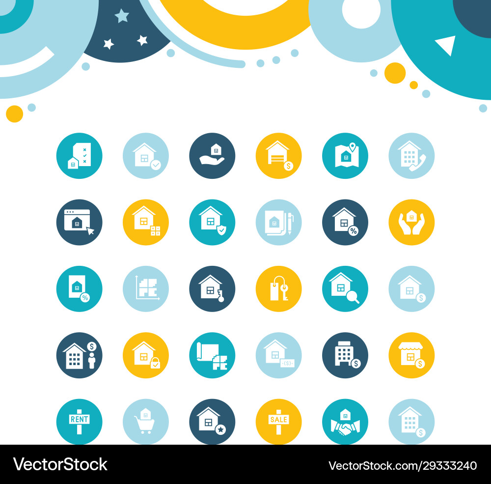 Set simple icons real estate Royalty Free Vector Image