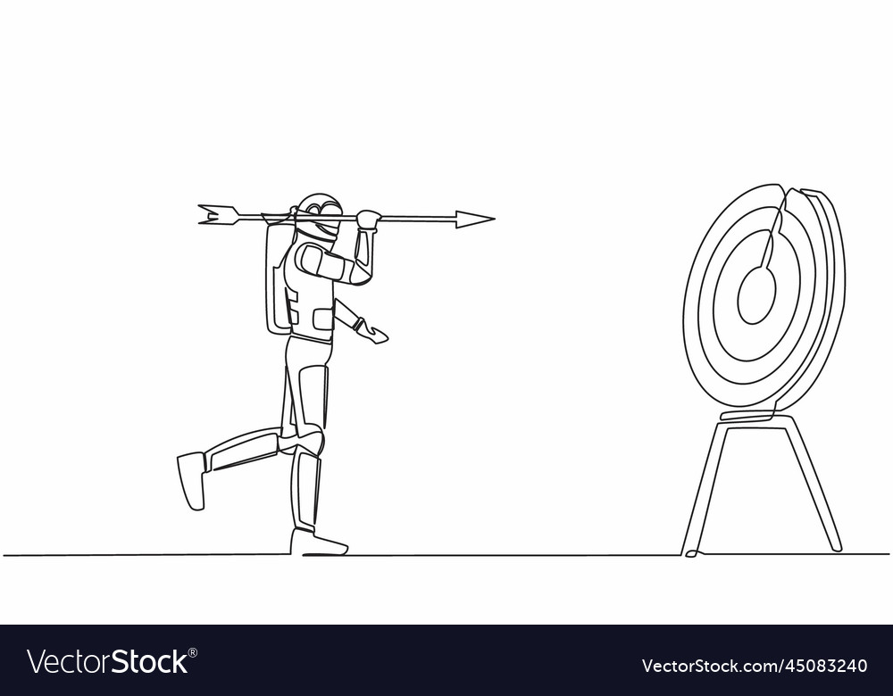 Single continuous line drawing astronaut using Vector Image