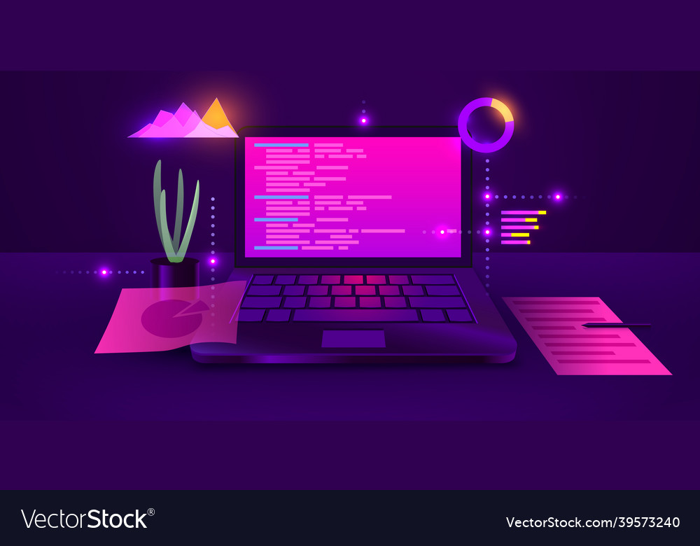 Software development web coding on laptop Vector Image