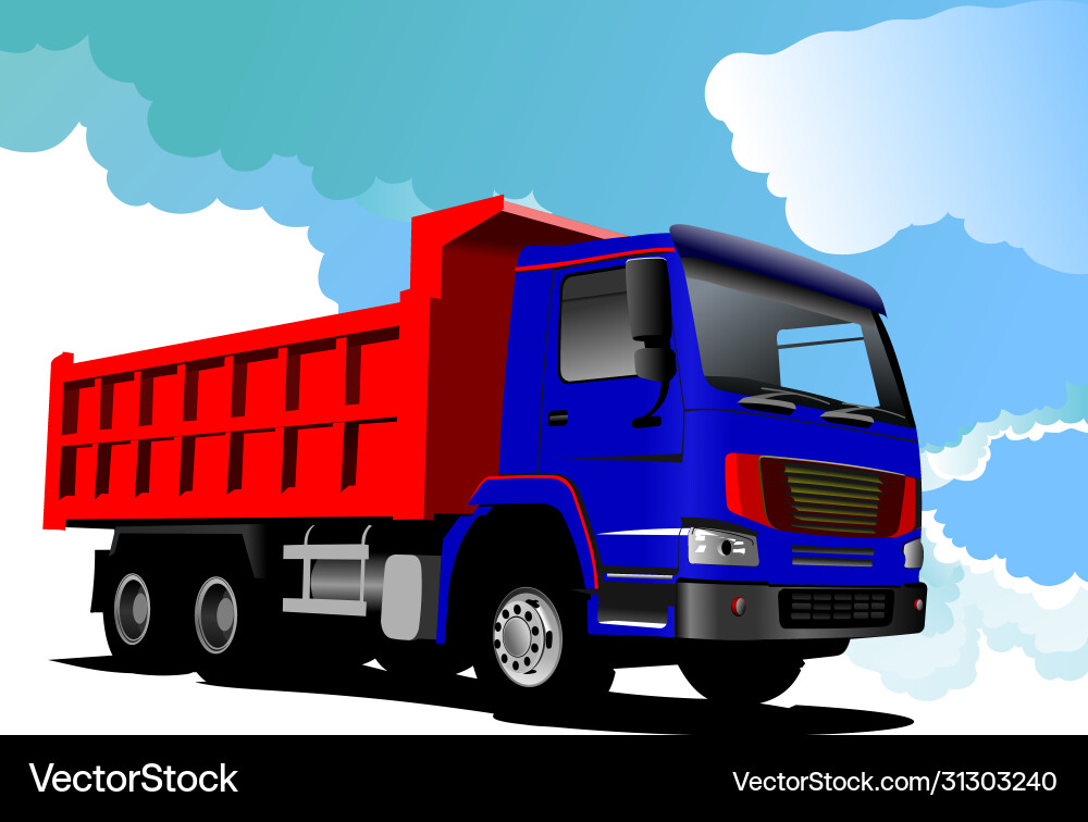 Truck red-blue lorry Royalty Free Vector Image