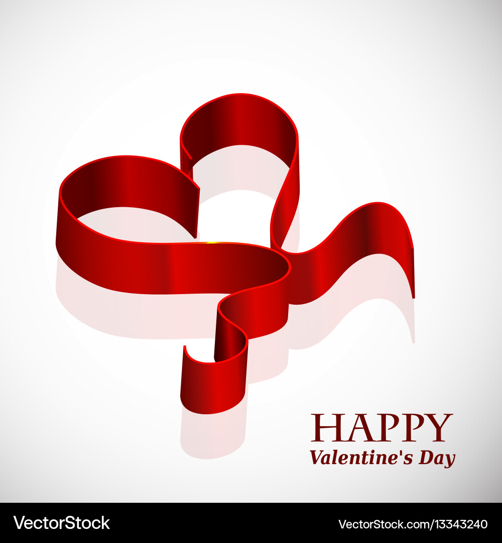 Valentines day ribbon heart Royalty Free Vector Image