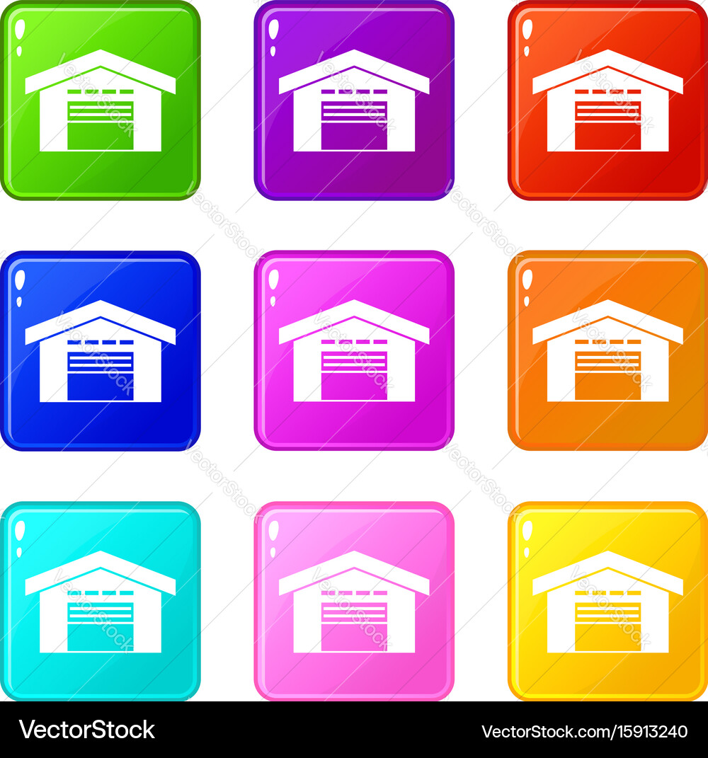 Warehouse icons 9 set Royalty Free Vector Image