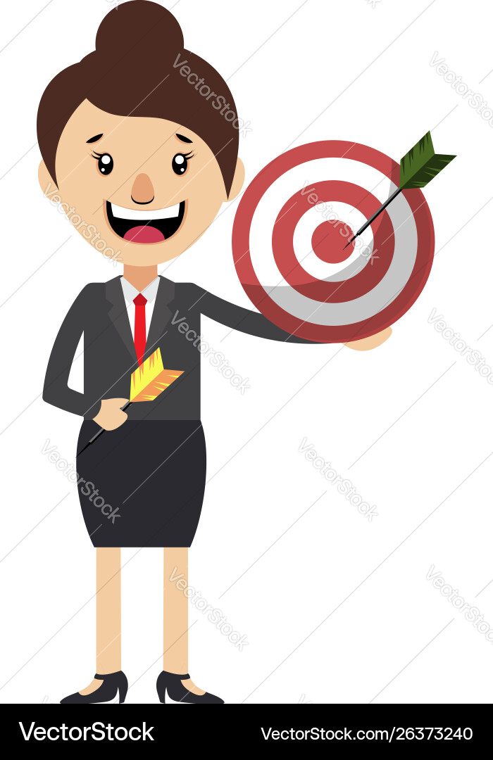 Woman with target on white background Royalty Free Vector