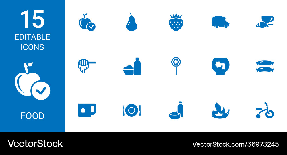 15 food icons Royalty Free Vector Image - VectorStock