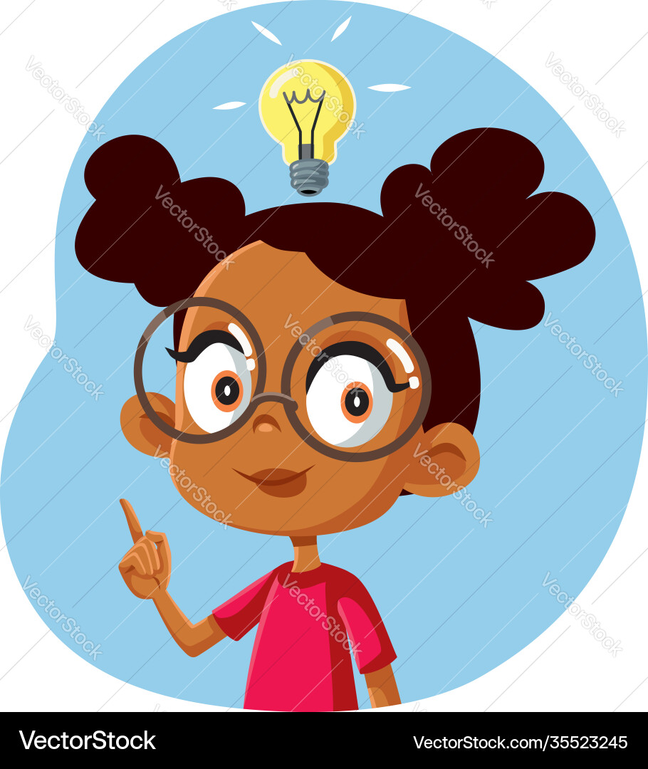 African female student having a clever idea Vector Image