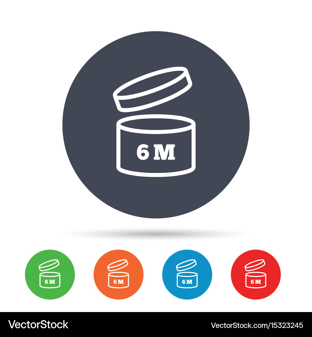After opening use 6 months sign icon Royalty Free Vector