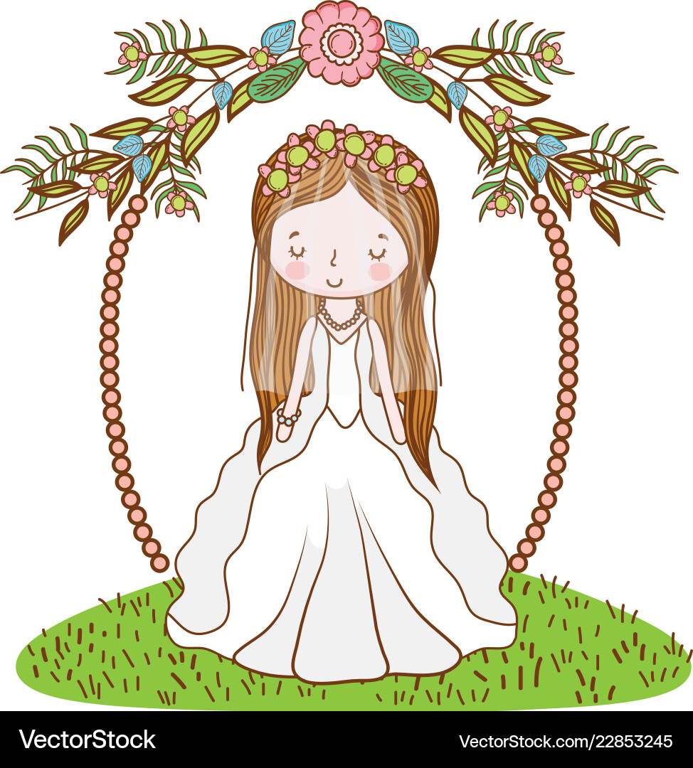 Bride female cute cartoon Royalty Free Vector Image