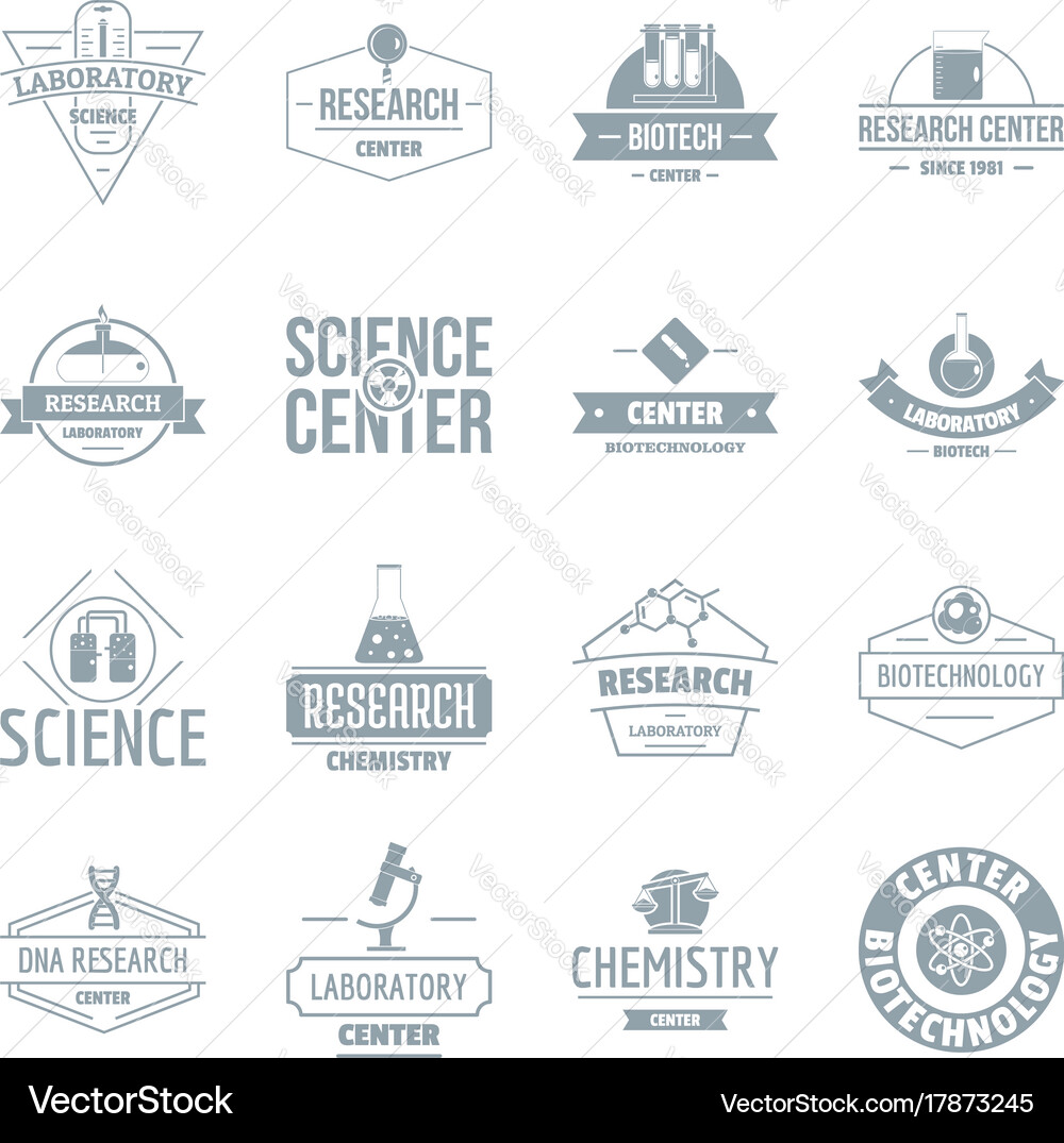 Chemical science logo icons set simple style Vector Image